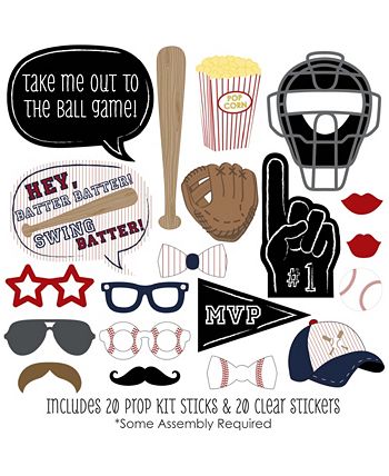 Big Dot of Happiness Batter Up - Baseball Photo Booth Props Kit - 20 ...