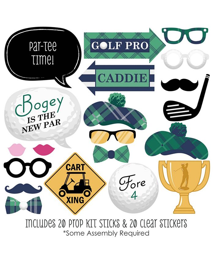 Big Dot of Happiness Par-Tee Time - Golf - Photo Booth Props Kit - 20 ...