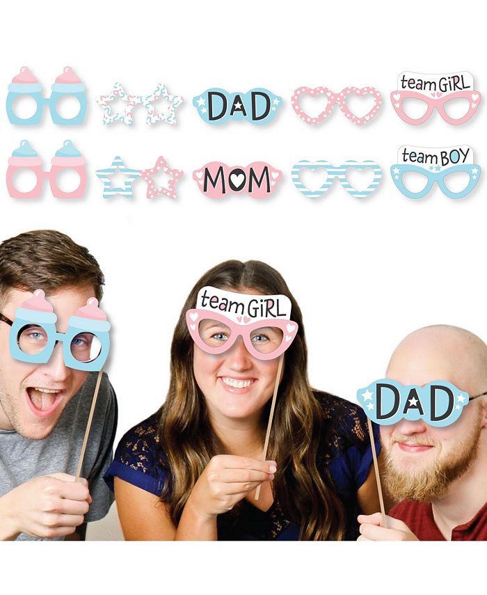 Big Dot of Happiness Baby Gender Reveal Glasses - Paper Card Stock ...