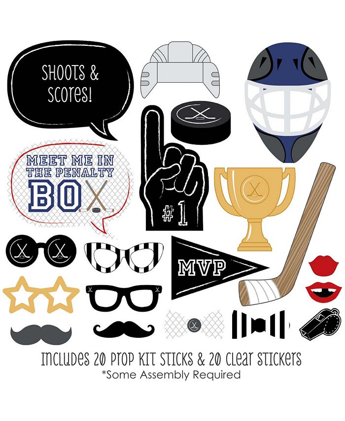 Big Dot of Happiness Shoots and Scores - Hockey Photo Booth Props Kit ...