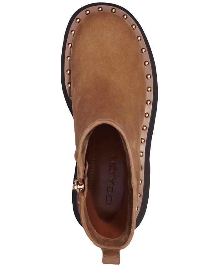 COACH Women's Vanesa Pull-On Studded Lug-Sole Booties - Macy's