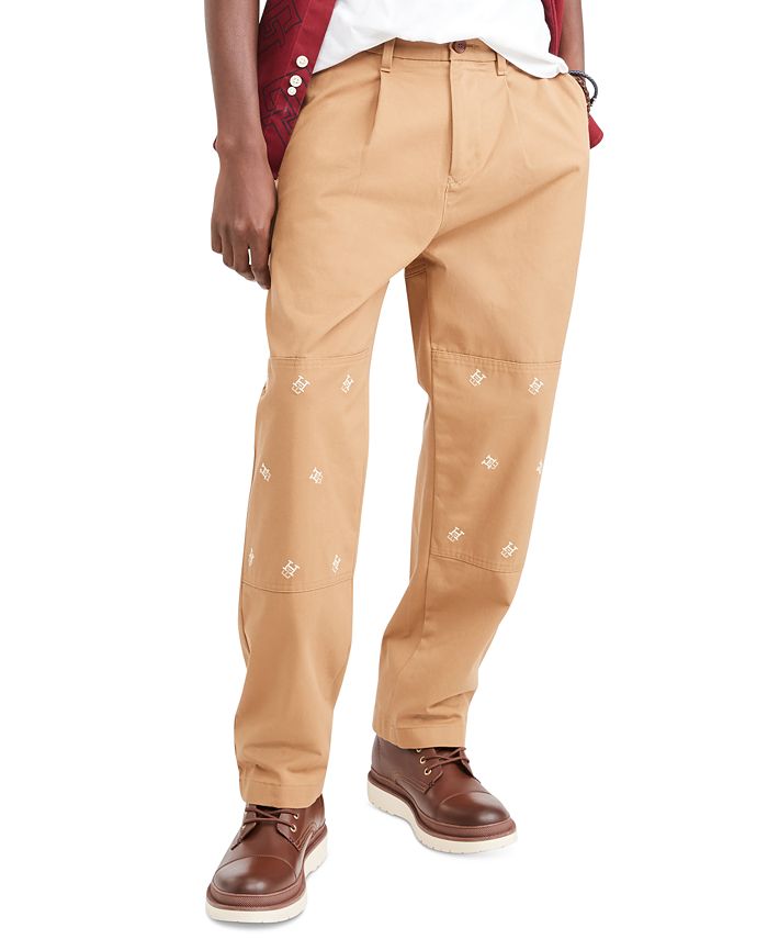 Tommy Hilfiger Men's Single Pleat Monogrammed Chino Pants - Macy's