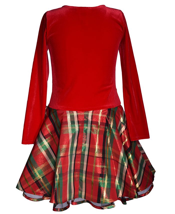Bonnie Jean Toddler Girls Velvet Bodice to Plaid Skirt Dress - Macy's