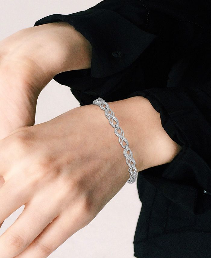 Macy's Diamond Infinity Link Bracelet (1/4 ct. t.w.) in Sterling Silver ...