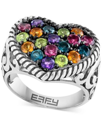 EFFY® Multi-Gemstone Heart Cluster Statement Ring (2-1/6 ct. t.w.) in ...