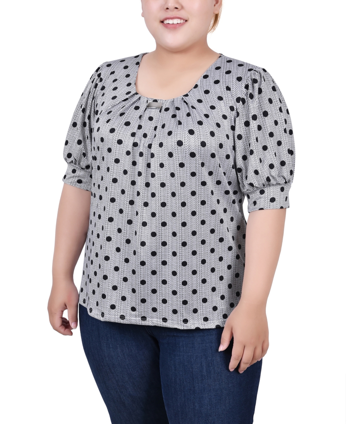 Click here for Ny Collection Plus Size Short Sleeve Balloon Sleev... prices