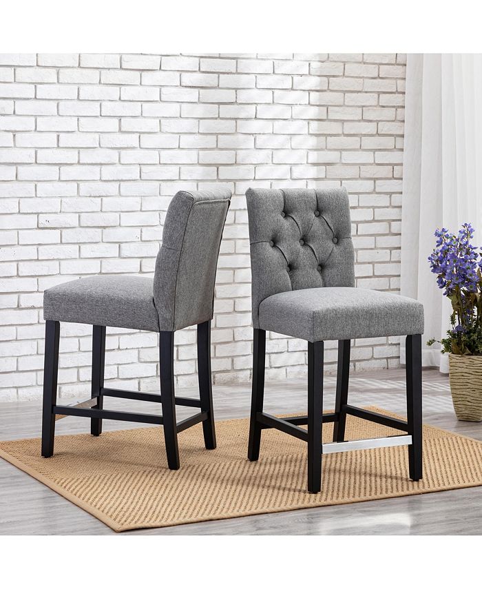 WestinTrends Linen Fabric Tufted Counter Stool (Set of 2) - Macy's