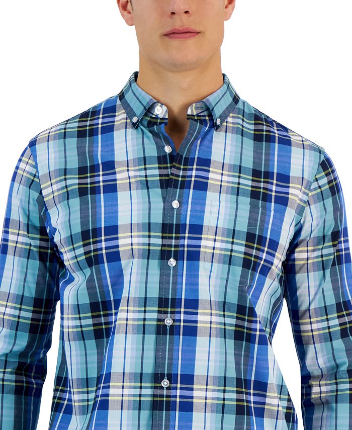 Club Room Arthur Classic Fit Plaid Button Down Poplin Shirt Created