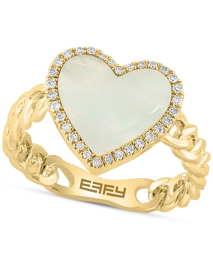 EFFY Collection EFFY® Mother of Pearl & Diamond (1/10 ct. t.w.) Heart ...