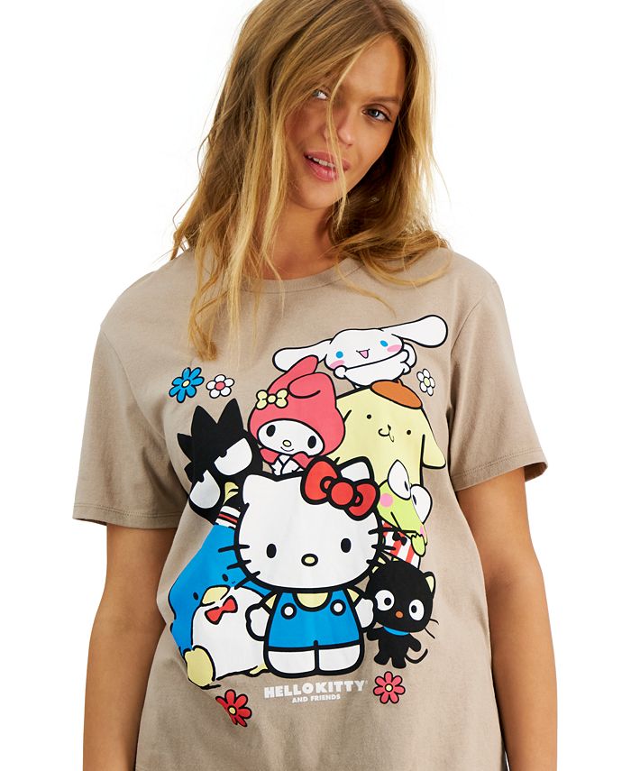 Love Tribe Juniors' Crew-Neck Hello-Kitty-And-Friends-Graphic T-Shirt ...