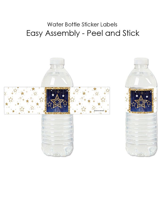 Big Dot of Happiness Starry Skies - Gold Celestial Party Water Bottle ...