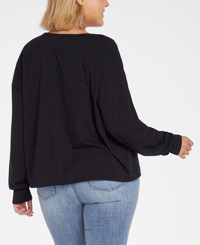 NYDJ Plus Size Long Sleeved Drawstring T-shirt & Reviews - Tops - Plus Sizes - Macy's