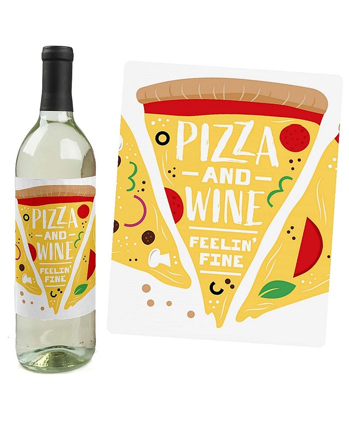 Big Dot of Happiness Pizza Party Time - Party Decor - Wine Bottle Label ...