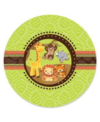 Funfari - Fun Safari Jungle Baby Shower or Birthday Circle Sticker ...