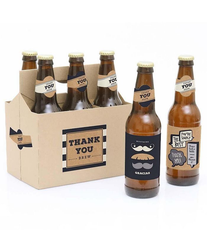 Big Dot of Happiness Thank You - Thank You Gift - 6 Beer Bottle Label ...