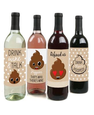 Party 'Til You're Pooped - Poop Emoji Decor - Wine Bottle Label ...
