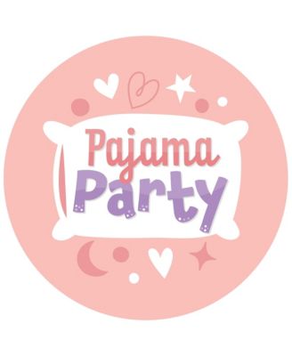 Pajama Slumber Party - Girls Sleepover Birthday Circle Sticker Labels ...
