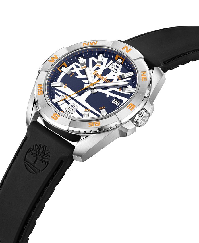 Timberland Men's Carrigan Black Silicon Strap Watch, 44mm - Macy's