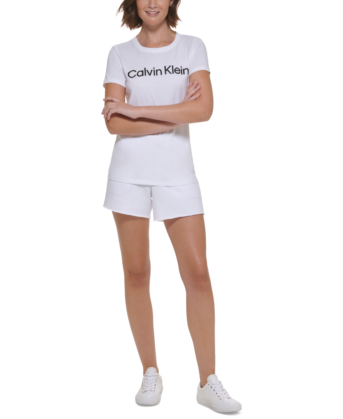 Click here for Calvin Klein Performance Womens Logo T-Shirt - Whi... prices