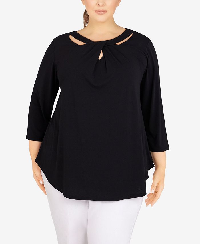 Ruby Rd. Plus Size Draped Solid Crepe Top - Macy's