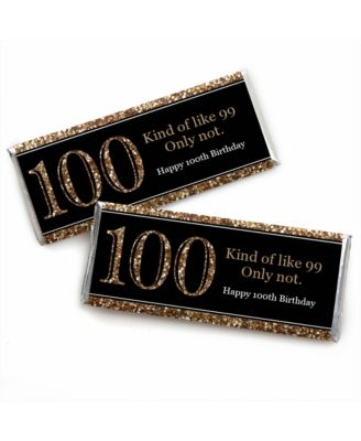 Adult 100th Birthday - Gold - Candy Bar Wrappers Birthday Party Favors ...