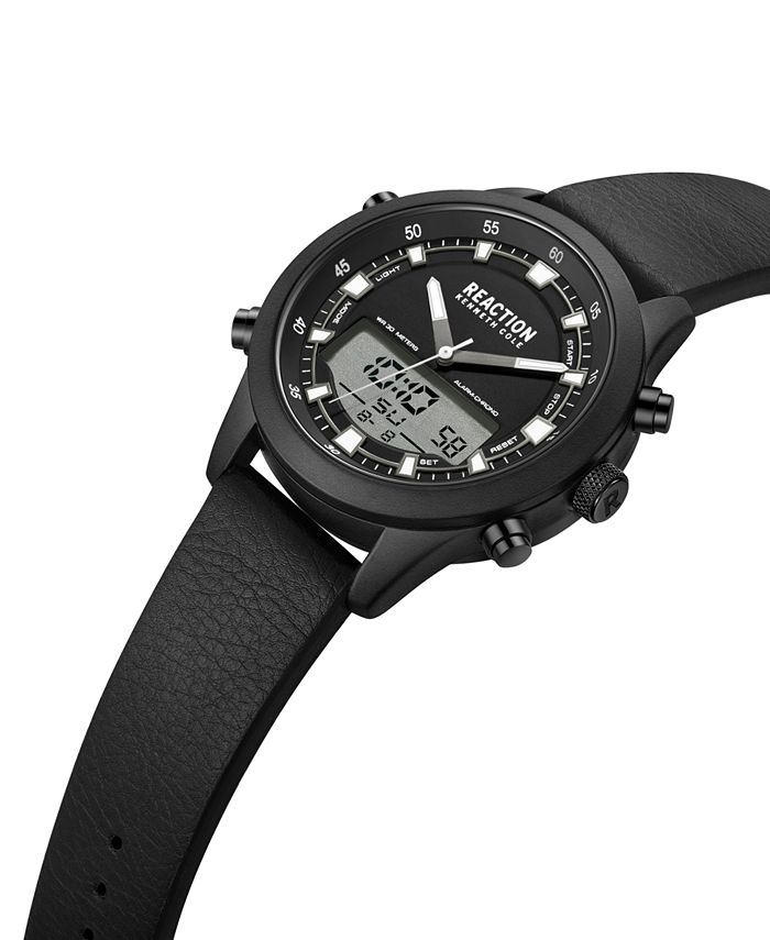 Kenneth Cole Reaction Men's Ana-digi Black Synthetic Leather Strap ...