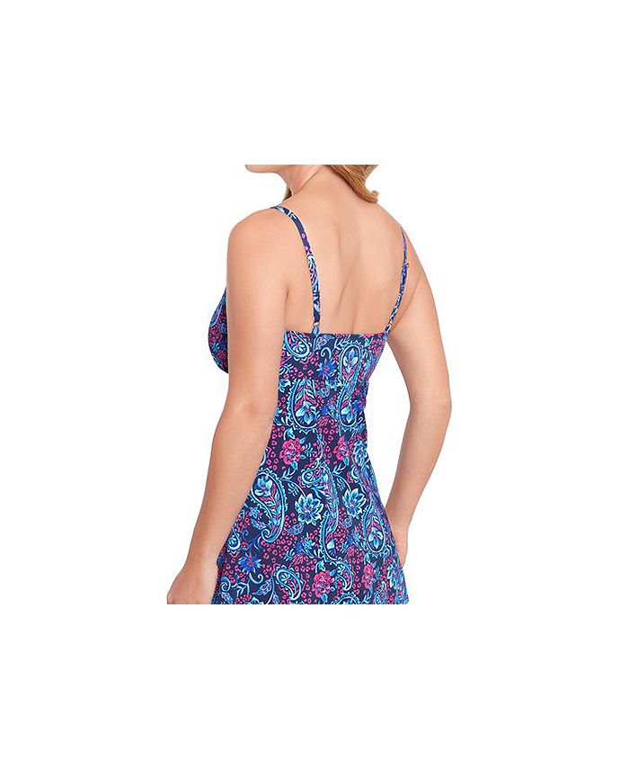 Swim Solutions Womens Tummy Control Empire Waist Swimdress Created