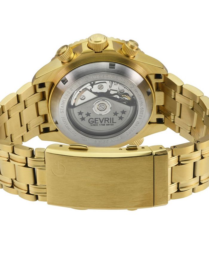 Gevril Men's Hudson Yards Swiss Automatic Ion Plating Gold-Tone ...