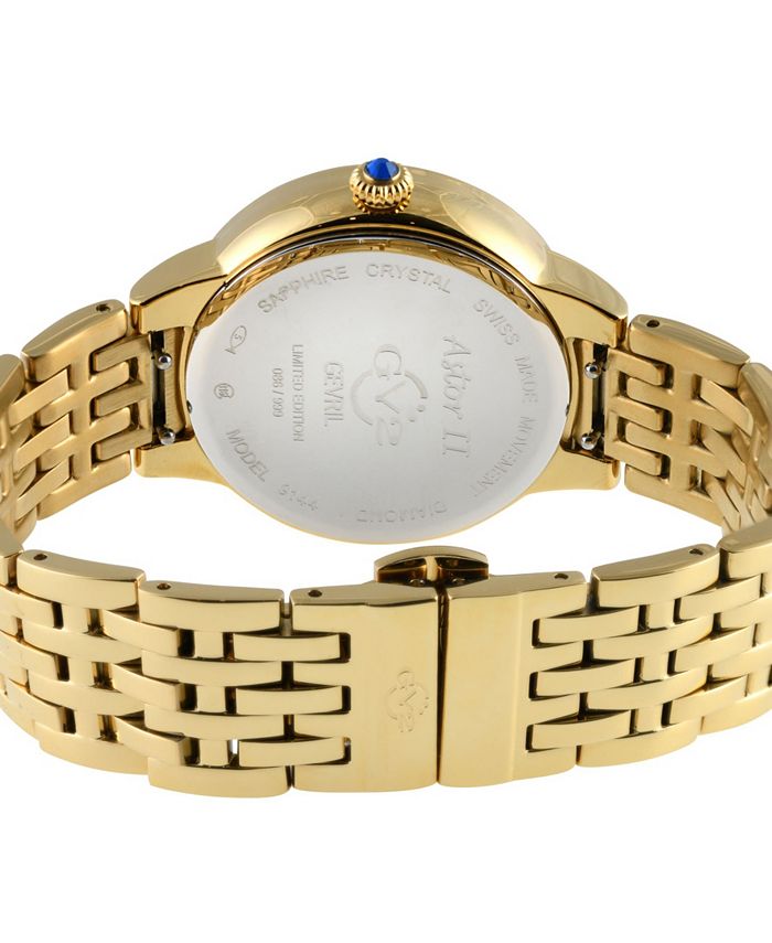 GV2 by Gevril Women's Astor II Swiss Quartz Diamond Accents Ion Plating ...