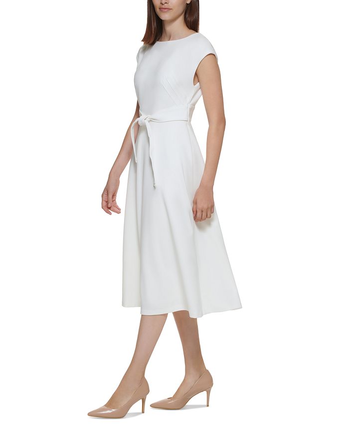 Calvin Klein Womens Belted Fit And Flare Dress Macys