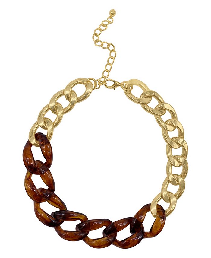 ADORNIA Women's Tortoise Shell And 14K Gold-Tone Plated Adjustable Link ...