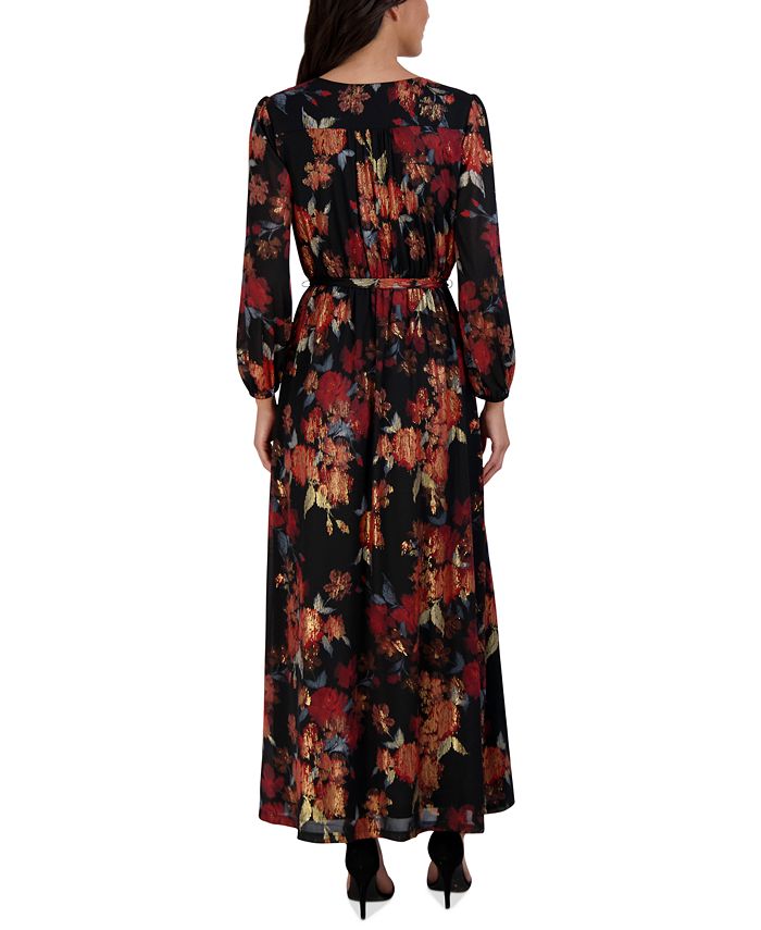 Robbie Bee Women's Printed Surplice-Neck Maxi Dress - Macy's