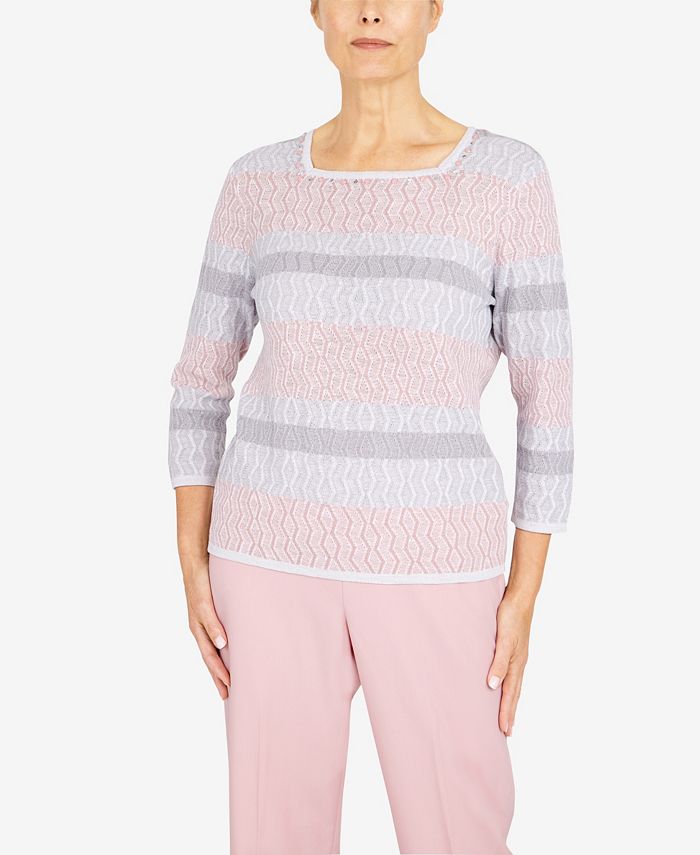 Alfred Dunner Women's Soft Spoken Biadere Textured Sweater - Macy's