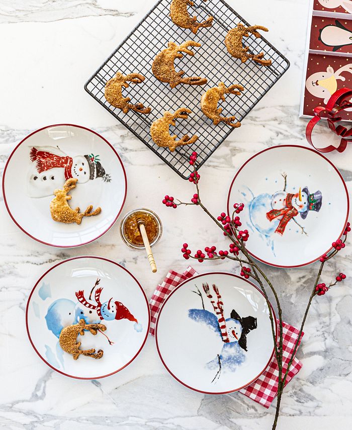 Over and Back Snowman Plates, Set of 4 - Macy's