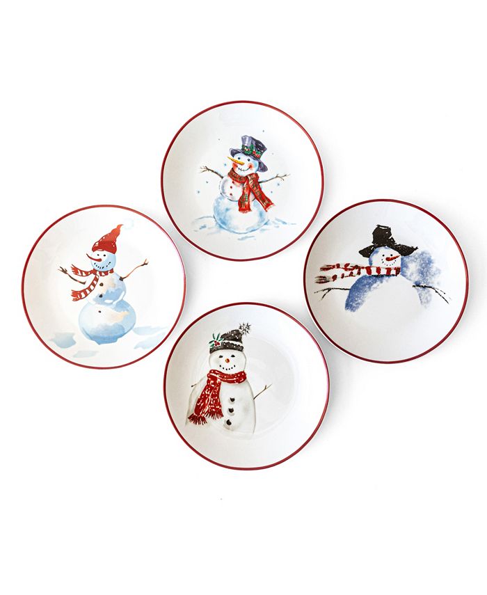 Over and Back Snowman Plates, Set of 4 - Macy's