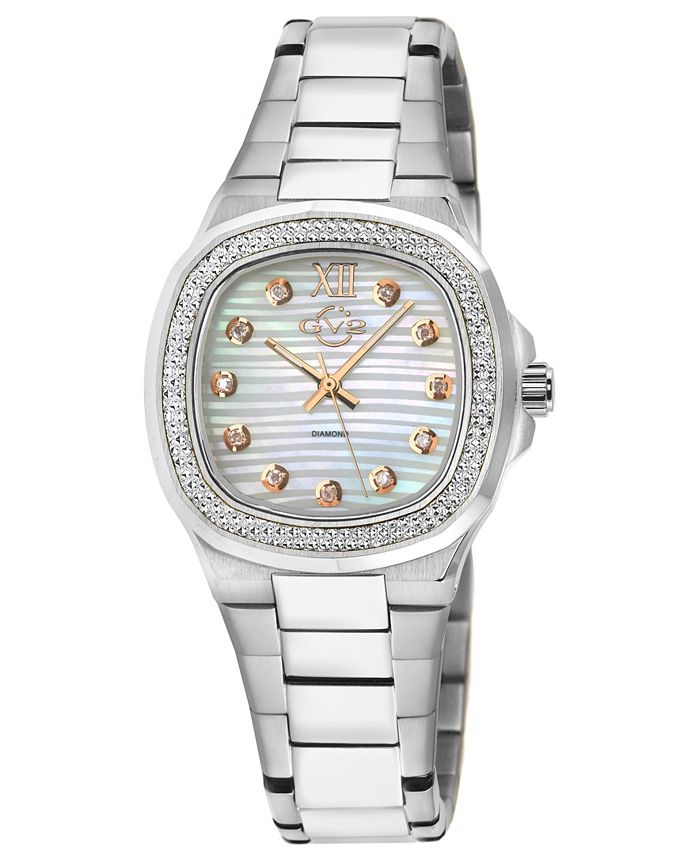 GV2 by Gevril Women's Potente Swiss Quartz Diamond Accents Silver-Tone ...