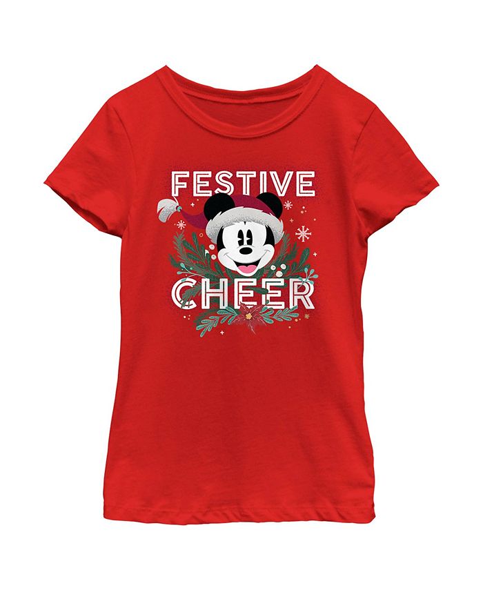 Disney Girl's Mickey & Friends Mickey Mouse Festive Cheer Child T-Shirt ...