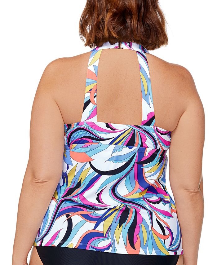 Island Escape Plus Size H-Back Underwire Tankini Top, Created for Macy ...