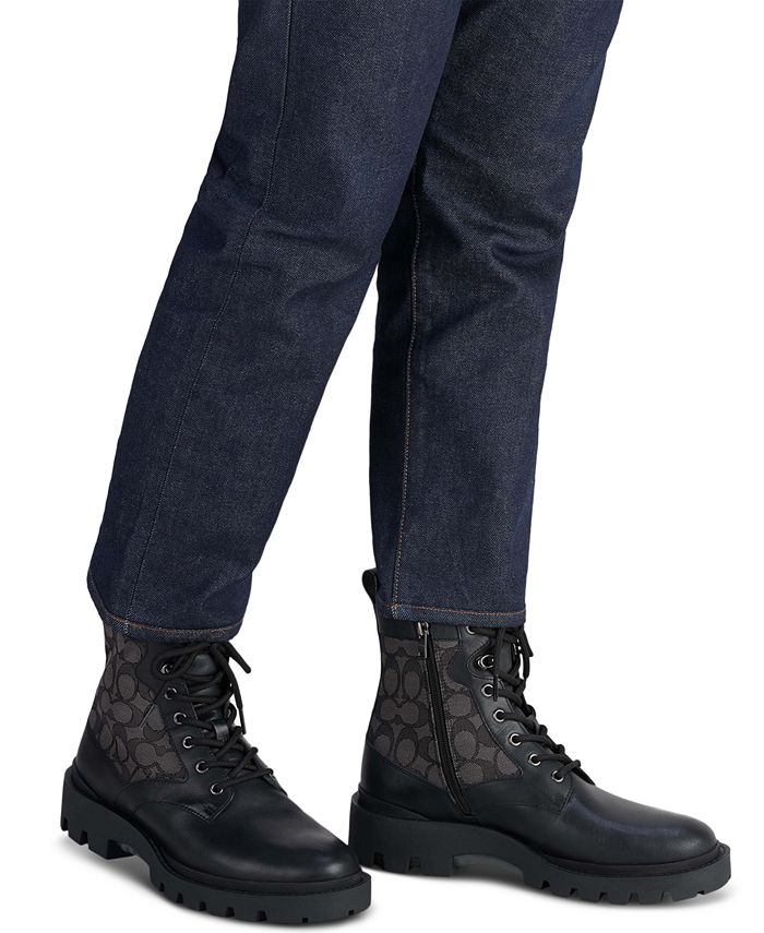 COACH Men's CitySole Leather and Signature Jacquard Boot - Macy's