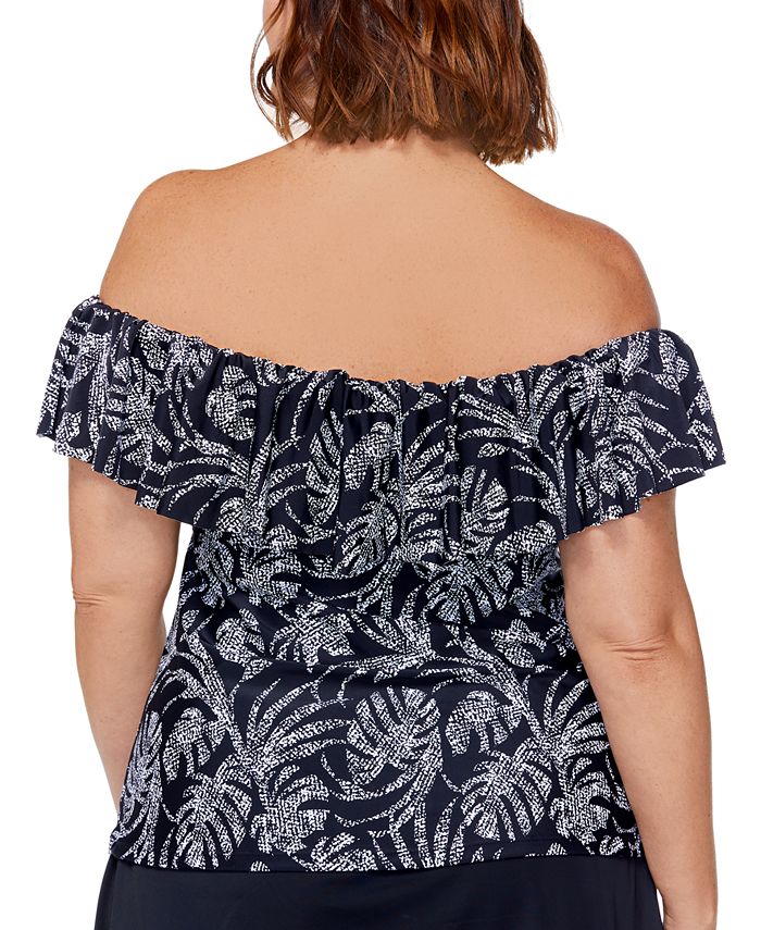 Island Escape Plus Size Printed La Flor Off The Shoulder Removable