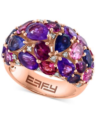 EFFY® Multi-Gemstone (7-5/8 ct. t.w.) & Diamond (1/8 ct. t.w.) Cluster ...