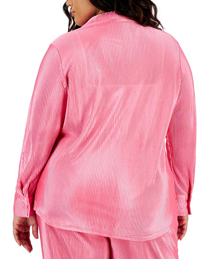 FULL CIRCLE TRENDS Trendy Plus Size Micro-Pleat Button-Front Top ...