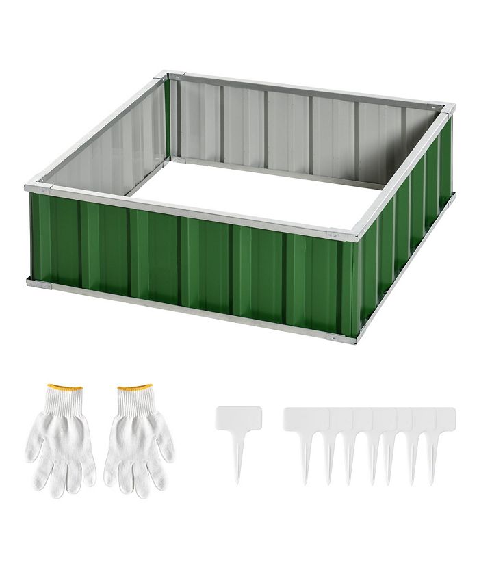 Outsunny Metal Raised Garden Bed No Bottom Planter Box w/ Gloves for ...