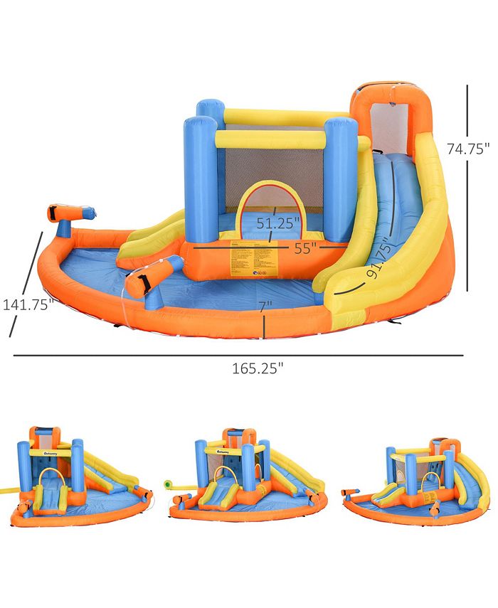 Outsunny 13.7' x 11.8' x 6.2' Outdoor Inflated Castle Splashing, Slide ...