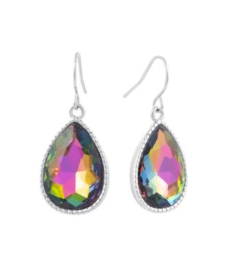 Macy's Pear Shape Crystal Drop Earrings (7/25 ct. t.w.) in Fine Silver ...