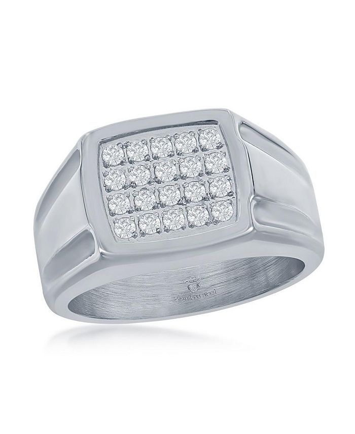Blackjack Mens Stainless Steel CZ Square Ring - Macy's