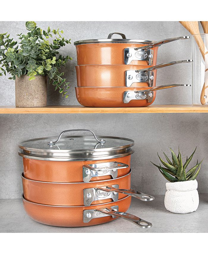 Gotham Steel 10-Pc. Cast-Texture Nonstick Stackable Cookware Set ...