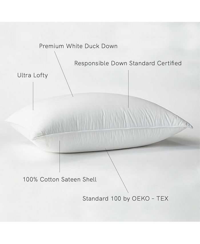 Bokser Home Medium 700 Fill Power Luxury White Duck Down Bed Pillow ...