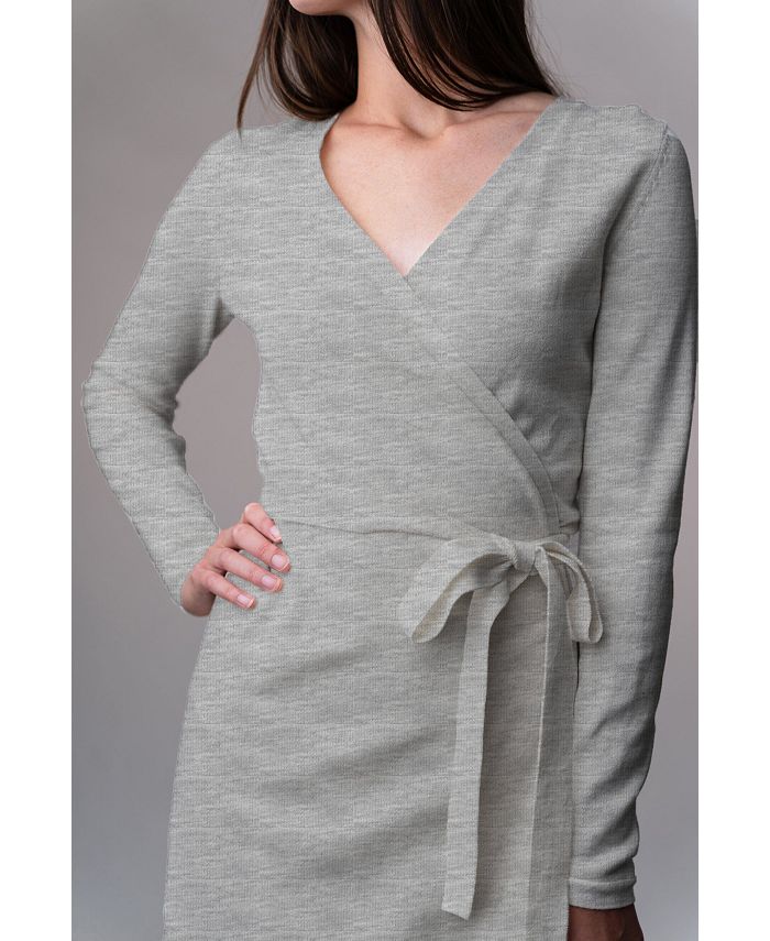 Hope & Henry Womens' Organic Cotton Wrap Sweater Dress - Macy's