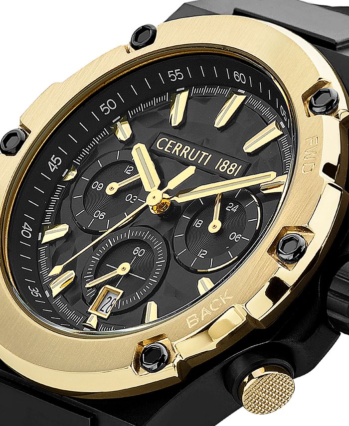 Cerruti 1881 Men's Lucardo Collection Black Silicone Strap Watch 44mm ...